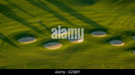 Aerial view, sand holes, sand traps, bunkers, driving range, golf club ...