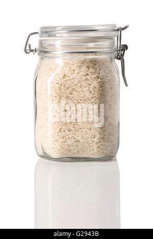 rice in jar on white background Stock Photo - Alamy