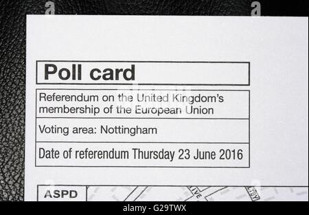 A voting card for the referendum on the UK membership of the European ...