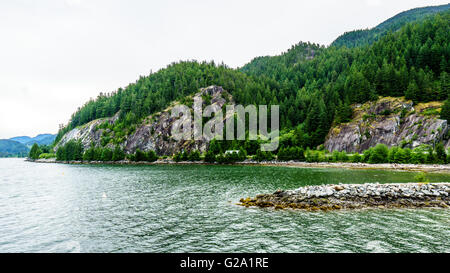 Howe Sound and the surrounding mountains near the town of Squamish in ...