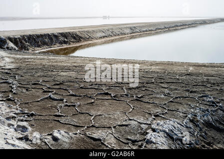 Salt lakes on an area of a salt factory near Swakopmund, Namibia ...