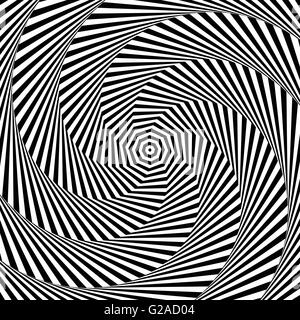 Uncolored, grayscale radiating shape with spirally, vortex distortion ...