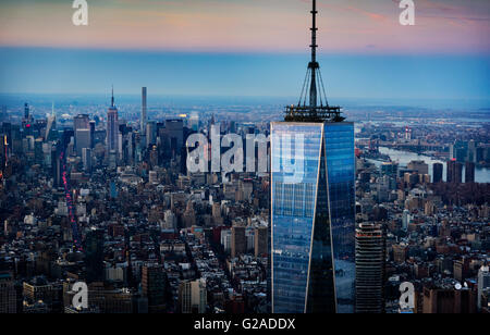 Aerial View to One World Trade Center WTC coined the Freedom Tower and ...