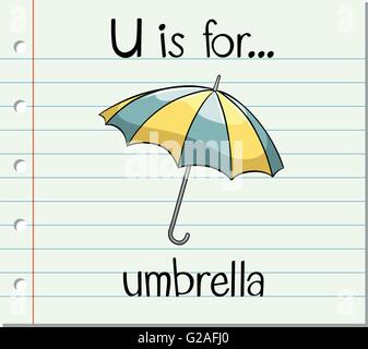 Alphabet flashcard with letter U for Umbrella illustration Stock Vector ...
