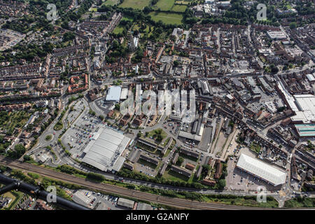 An aerial view of the Town Centre of Grantham in Lincolnshire Stock ...