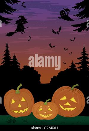Halloween vertical background with pumpkins Stock Vector Image & Art ...