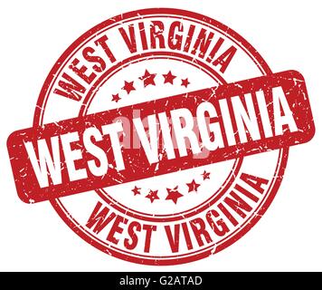 West Virginia round rubber stamp with US state map. Vintage red ...