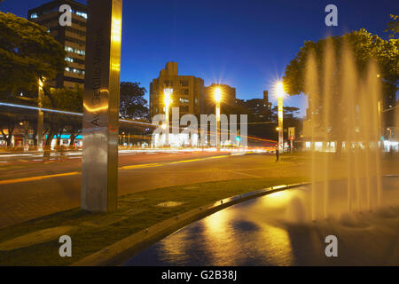 Praca da Savassi (Savassi Square) at dusk, Belo Horizonte, Minas Gerais ...