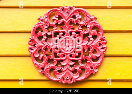 Carved flower line thai with soft light Stock Photo - Alamy