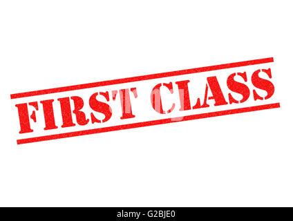 FIRST CLASS red Rubber Stamp over a white background Stock Photo - Alamy