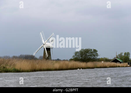 Wind drainage mill near Potter Heigham on the Norfolk Broads in the ...