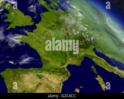 France from space on realistic model of planet Earth with country ...