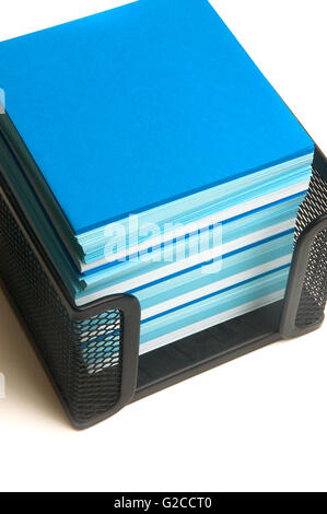 block sheet dispenser office blue note on white background Stock Photo ...