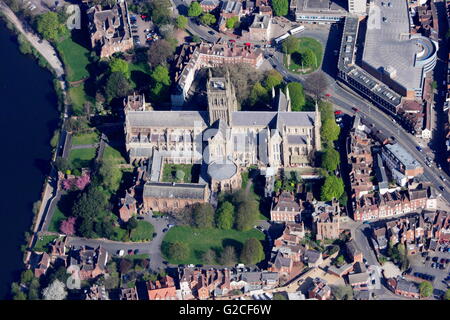 aerial view of Worcester Cathedral Stock Photo - Alamy