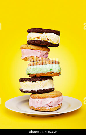 Ice cream and cookies sandwiches stacked on the table Stock Photo - Alamy