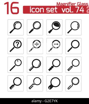 Vector black magnifying glass icons set Stock Vector Image & Art - Alamy