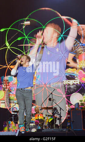 EDITORIAL USE ONLY Coldplay perform on stage during BBC Radio 1's Big ...