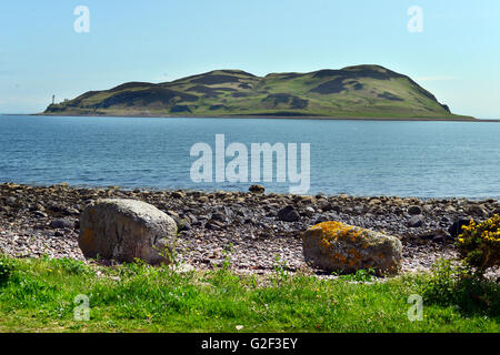 Davaar Island at the mouth of Campbeltown Loch seen across Kildalloig ...