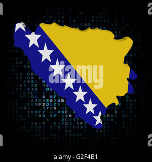 Bosnia map flag on hex code illustration Stock Photo - Alamy