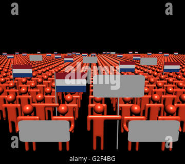 Crowd of people with signs and Netherlands flags illustration Stock ...