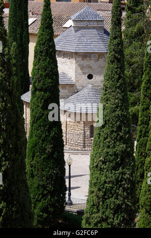 Girona, Spain, Trees Apse & roofs of San Nicholas Stock Photo - Alamy