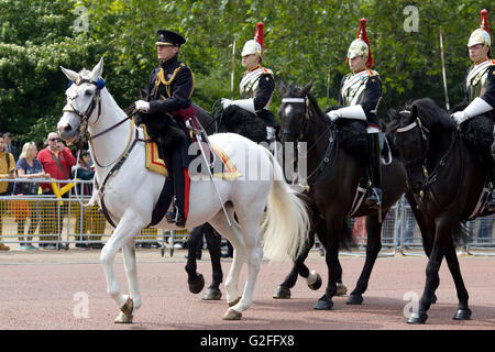 The ceremonial dress uniform of the Royal Dragoons Guards as they ...