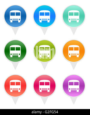 Set of colorful rounded icons for markers on maps with success symbol ...