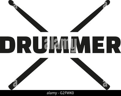 Drum set with word drummer Stock Photo - Alamy