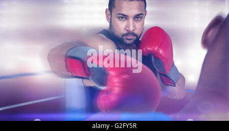 Composite image of boxing coach with his fighter Stock Photo - Alamy