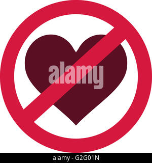 Ban love heart. Symbol of forbidden and stop love. Vector illustration ...