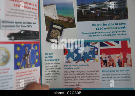Vote Leave campaign leaflet for next month's EU Referendum Stock Photo ...