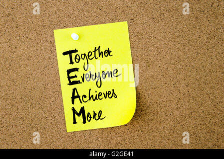 Together everyone achieves more colorful team chalk text on chalkboard ...