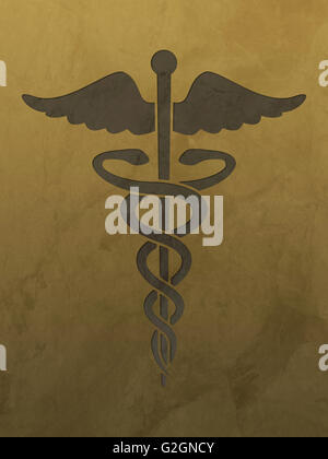 Caduceus medical symbol with the two snakes becoming a human DNA double ...