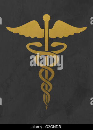 Caduceus medical symbol with the two snakes becoming a human DNA double ...
