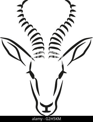 Springbok head caligraphy style Stock Vector Art & Illustration, Vector ...