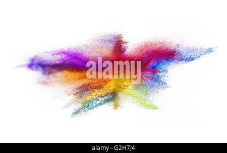 Colored exploding powder isolated on white background Stock Photo - Alamy