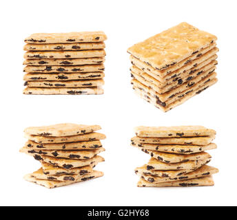 Cracker raisin cookies stack composition isolated over the white ...