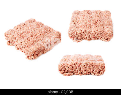 Set of raw miced meat over white isolated background Stock Photo - Alamy