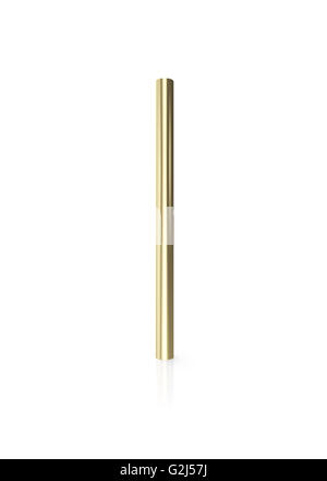 3d shape metallic golden pipe. Realistic geometric glossy gold template ...