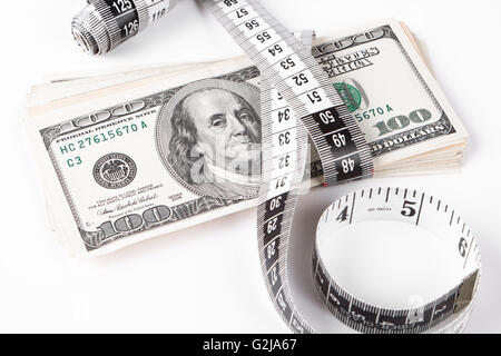 dollar mesure with meter on white background Stock Photo - Alamy