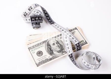 dollar mesure with meter on white background Stock Photo - Alamy