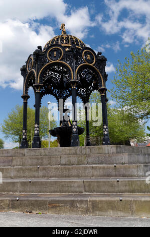 Elaborate wrought iron water fountain dedicated to Robert and Lucy ...