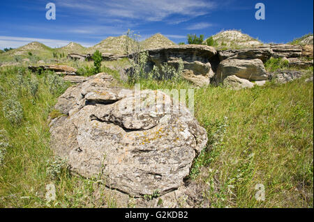 sandstone rock formation on the prairie Roche Perce near Estevan ...
