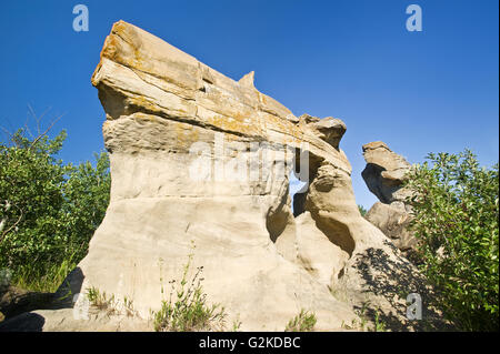 sandstone rock formation on the prairie Roche Perce near Estevan ...