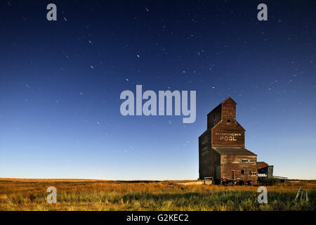 A grain elevator in the ghost town of Reford, Saskatchewan, as seen ...