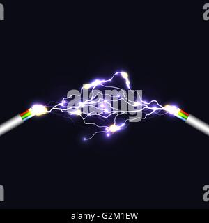 Break Electric Cable Vector. Electric Arc Power. Electricity Energy. 3D ...