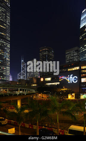 Hong Kong Central at night Stock Photo - Alamy
