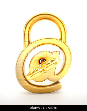 Padlock with internet symbol and key. 3D illustration Stock Photo - Alamy