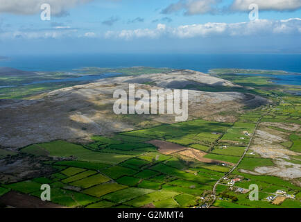 Aerial view, Burren, nature reserve, limestone, Chalk Formation ...