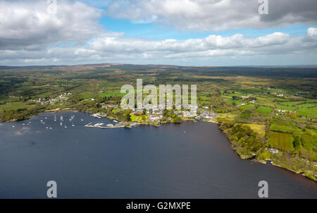 Aerial view, Marina of Mountshannon, sailing paradise, Lake Derg, Lough ...